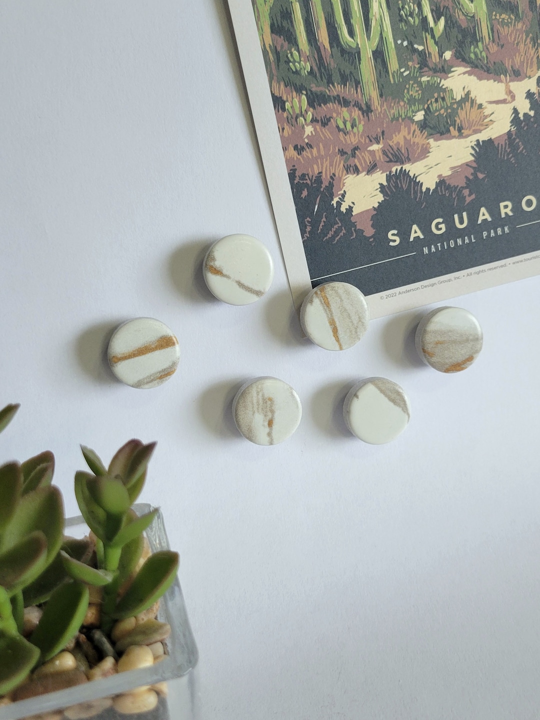 Marble Tile Magnets Set of 6 Very Strong Ceramic - Etsy