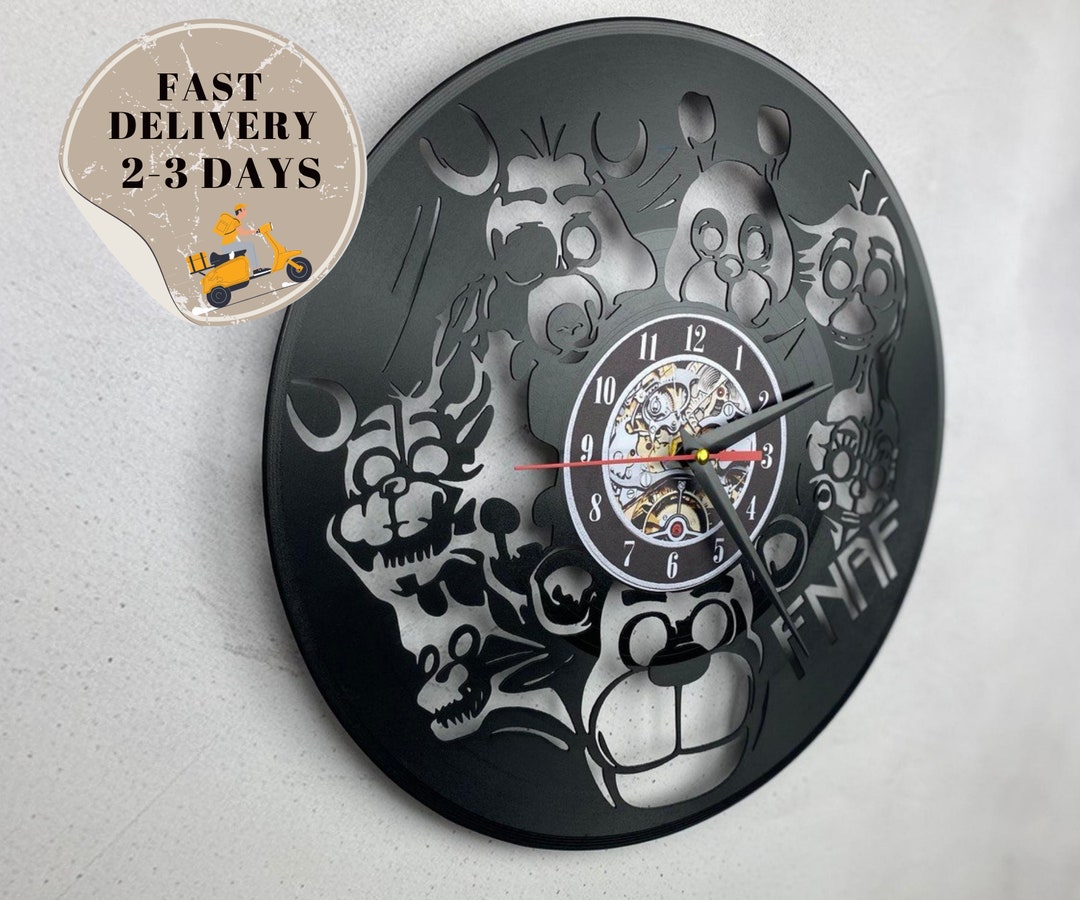 Fnaf Merch Vinyl Record Wall Clock Horror Room Decor Gaming - Etsy