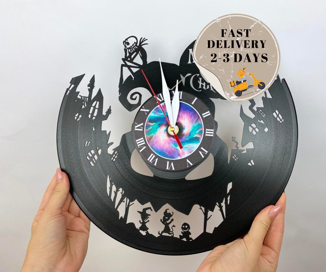 Jack Skellington Vinyl Clock Unique Wall Clock Tim Burton Halloween ...