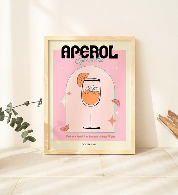 Aperol Spritz Cocktail Bar Decor Retro Cocktail Home Bar | Etsy