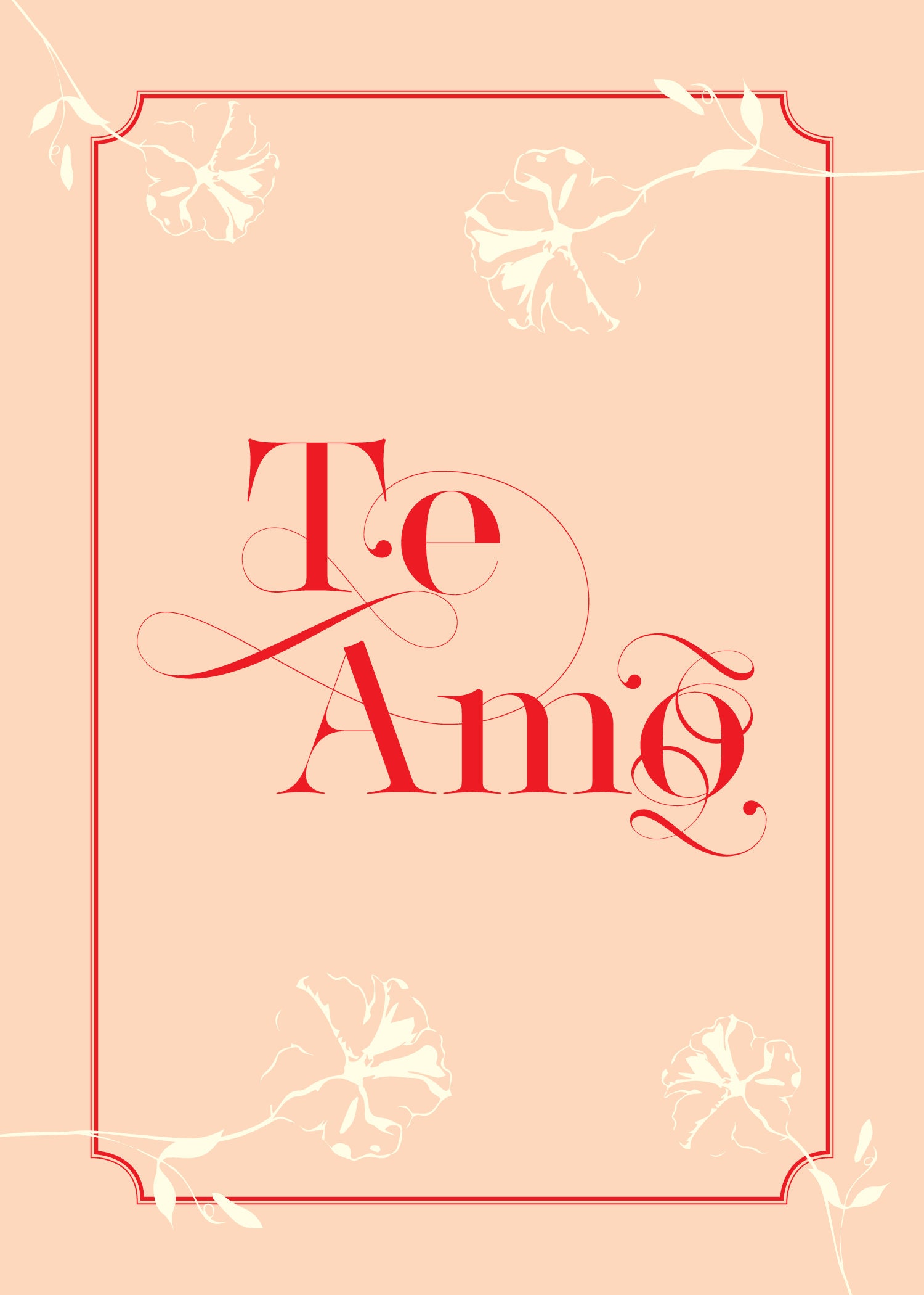 Te Amo Vintage Font INSTANT DOWNLOAD | Te Amo I Love You Wall Art ...