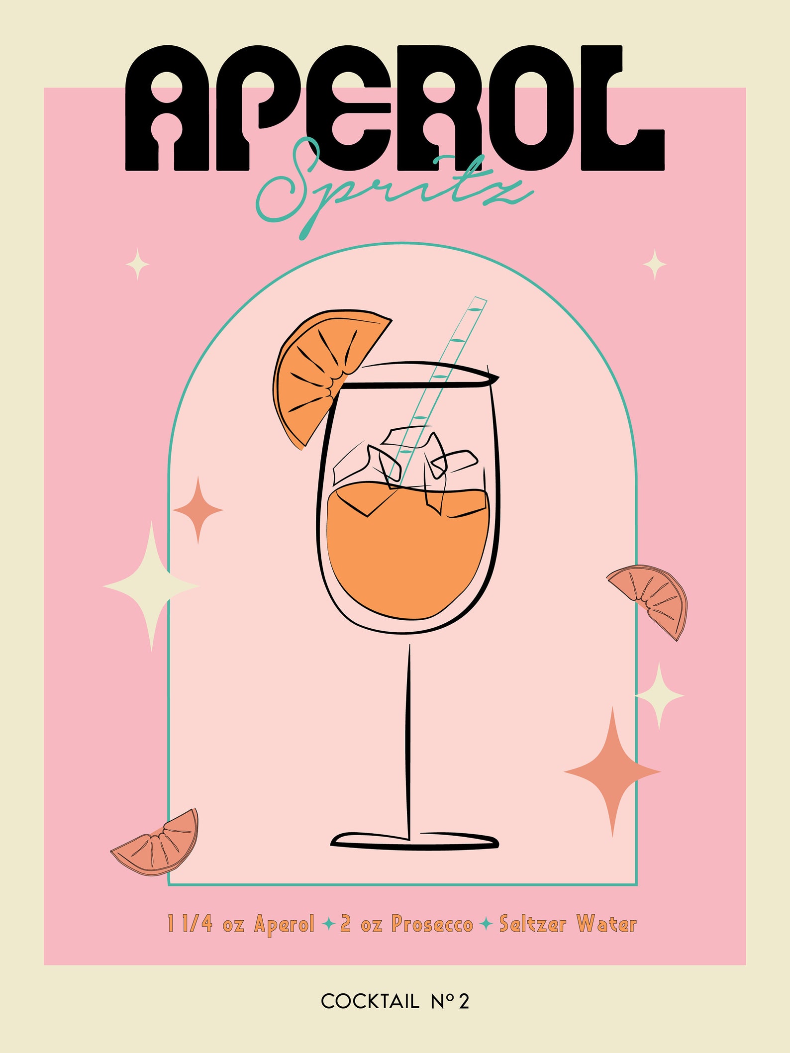 Aperol Spritz Cocktail Bar Decor | Retro Cocktail Home Bar Cart Wall ...