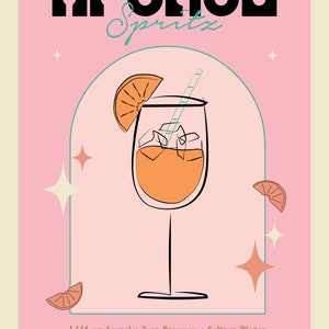 Aperol Spritz Cocktail Bar Decor | Retro Cocktail Home Bar Cart Wall ...