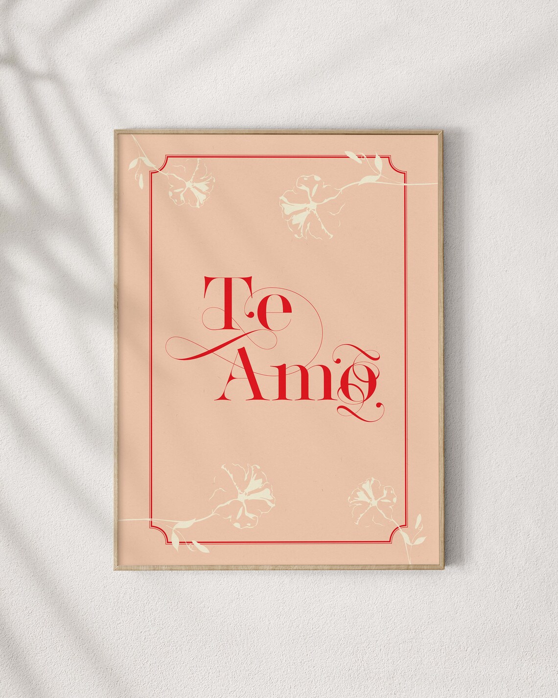 Te Amo Vintage Font INSTANT DOWNLOAD | Te Amo I Love You Wall Art ...