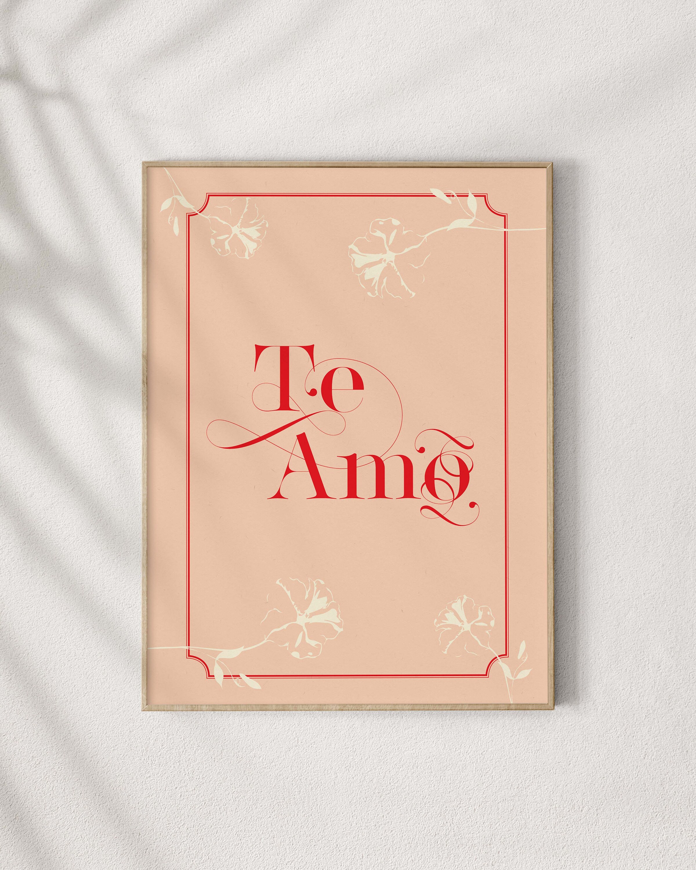 Te Amo Vintage Font INSTANT DOWNLOAD | Te Amo I Love You Wall Art ...