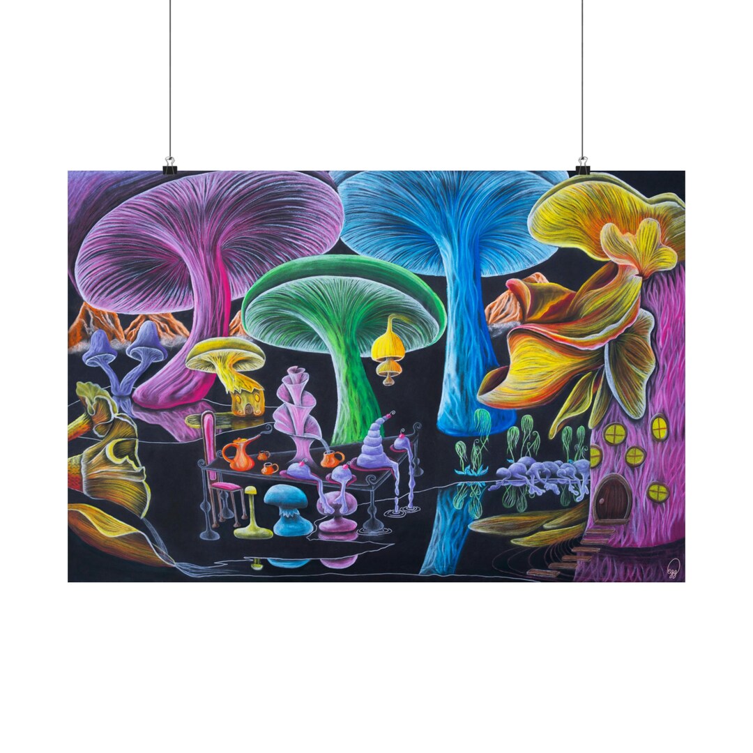 Mushroom World Poster Prints multiple Sizes, Premium Matte Horizontal ...