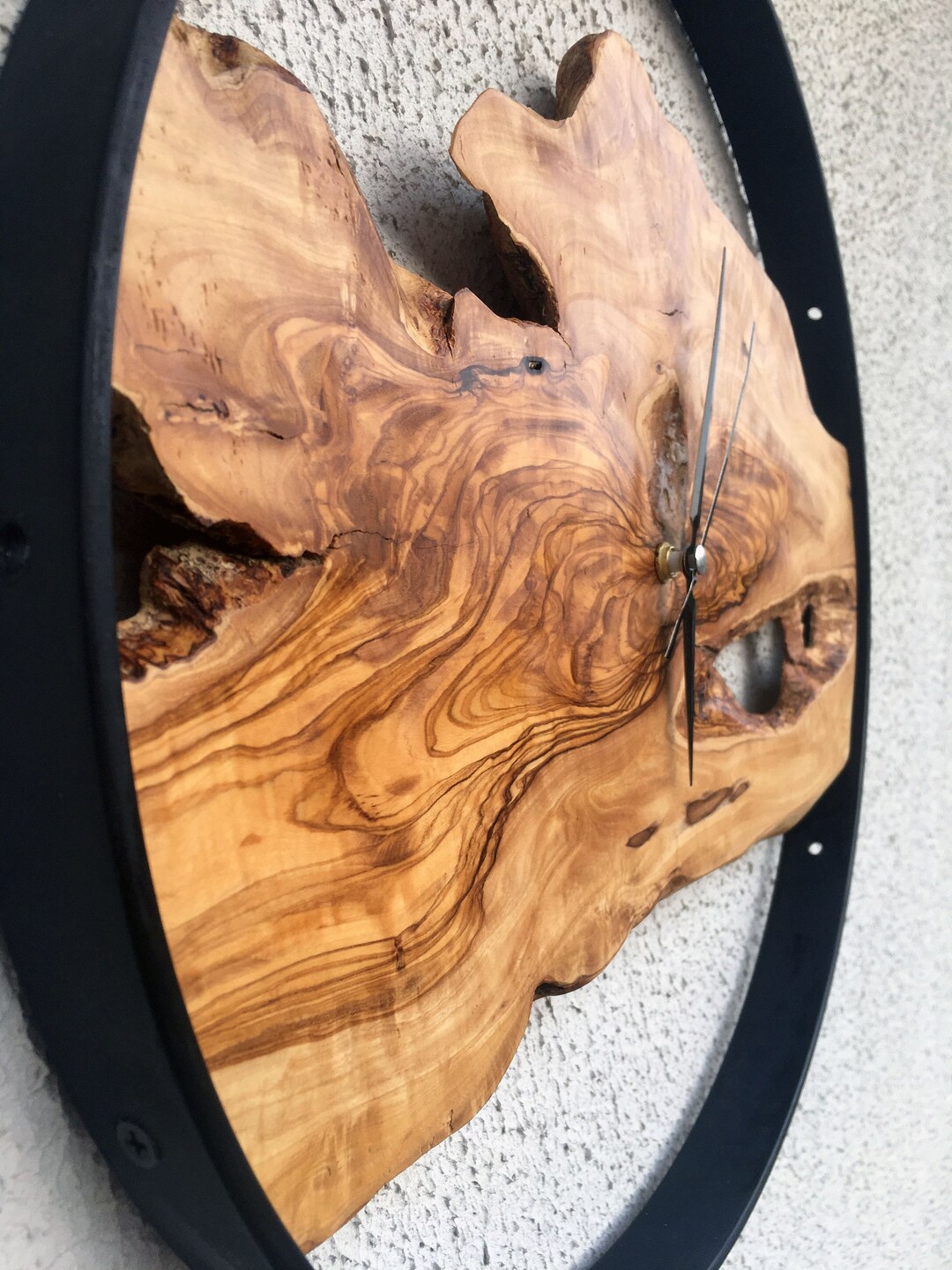 Large Rustic Wooden Wall Clock / Unique Farmhouse / Wood and Metal Wall ...