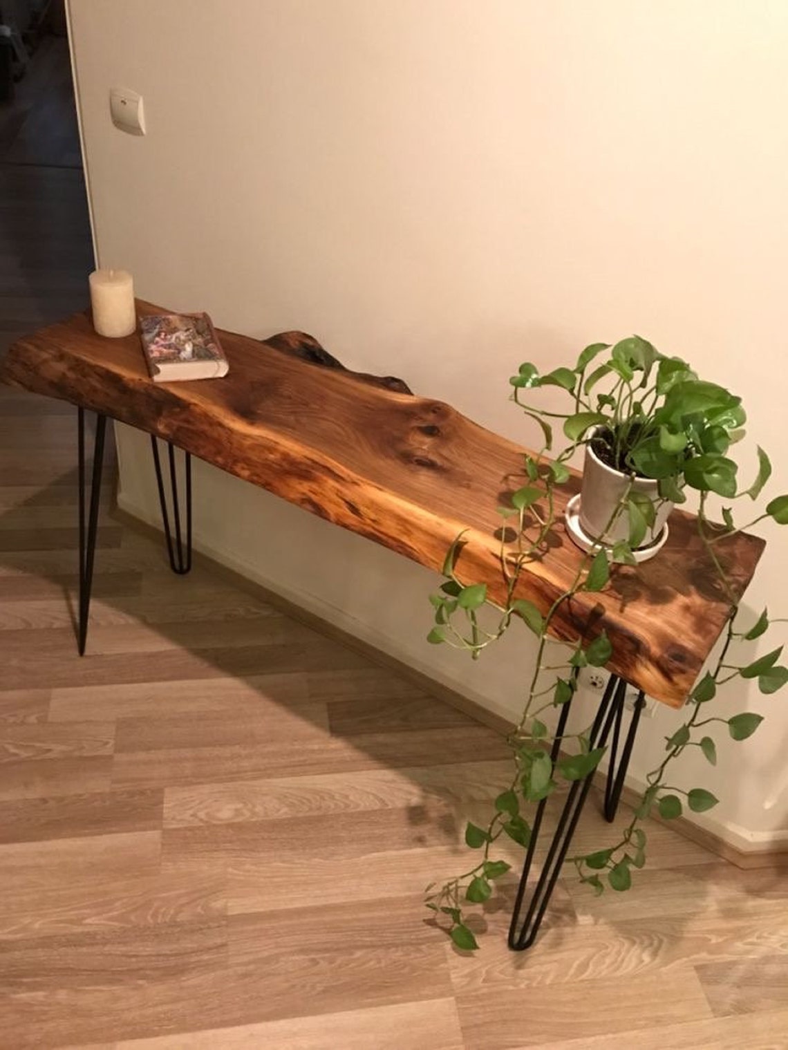 Unique Home Entryway Furniture / Walnut Dresser / Rustic Longue Table ...