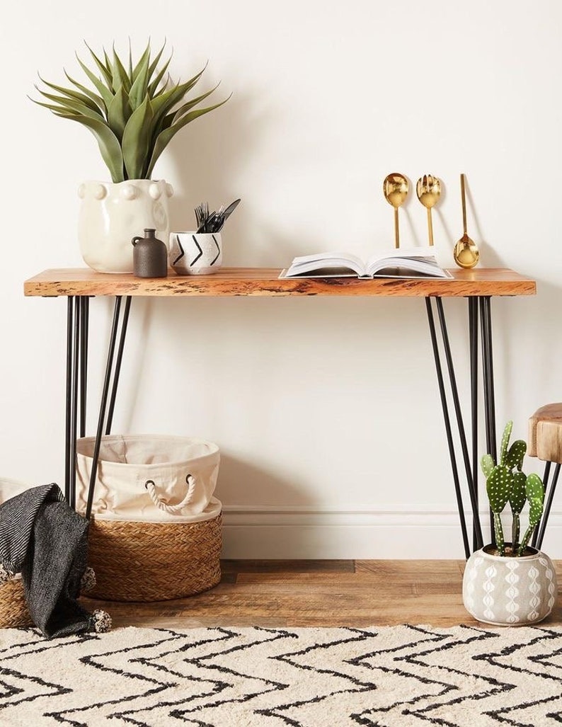 Unique Home Entryway Furniture / Walnut Dresser / Rustic Longue Table / Console Hall Table ...