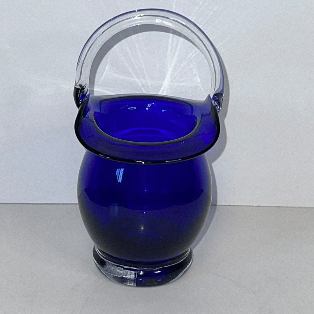 Vintage Pilgrim Glass Cobalt Blue Art Glass Basket 5.5 - Etsy