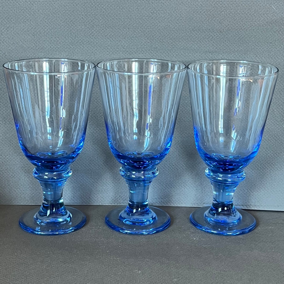 Set of 3 Blue Libbey Goblets 7” - Etsy