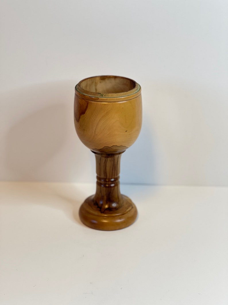 7” Handcarved Olive Wood Communion Cup Chalice Goblet Candleholder - Etsy