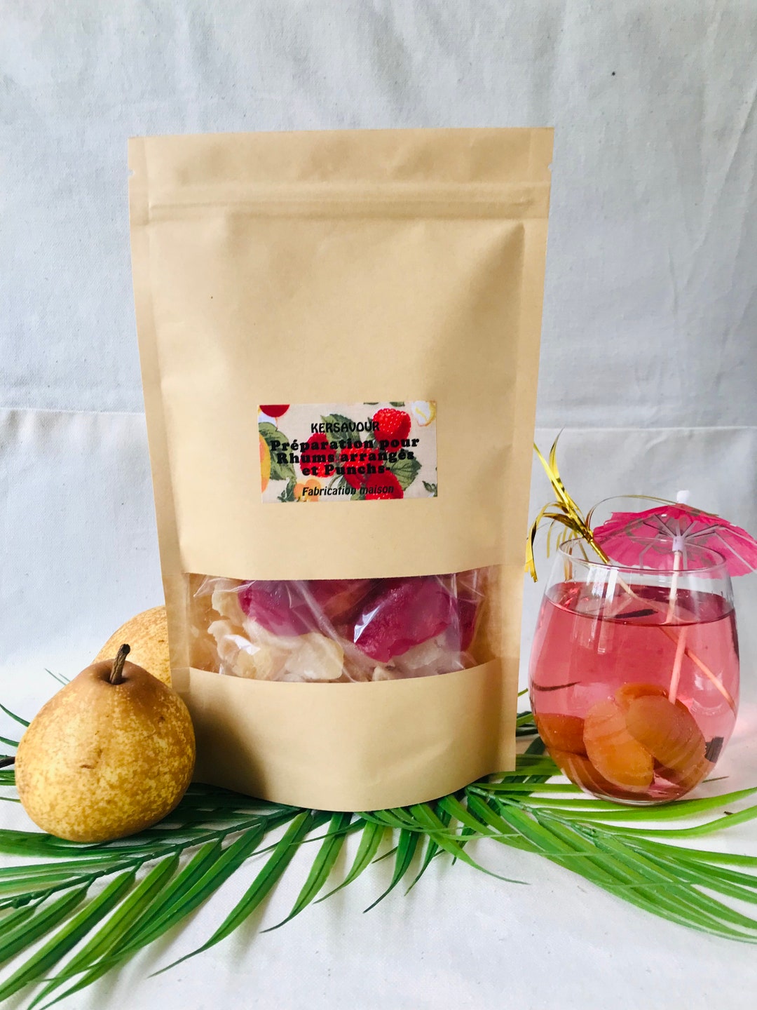 Sachet préparation rhum arrangé : poire, pêche, abricot jus de ...
