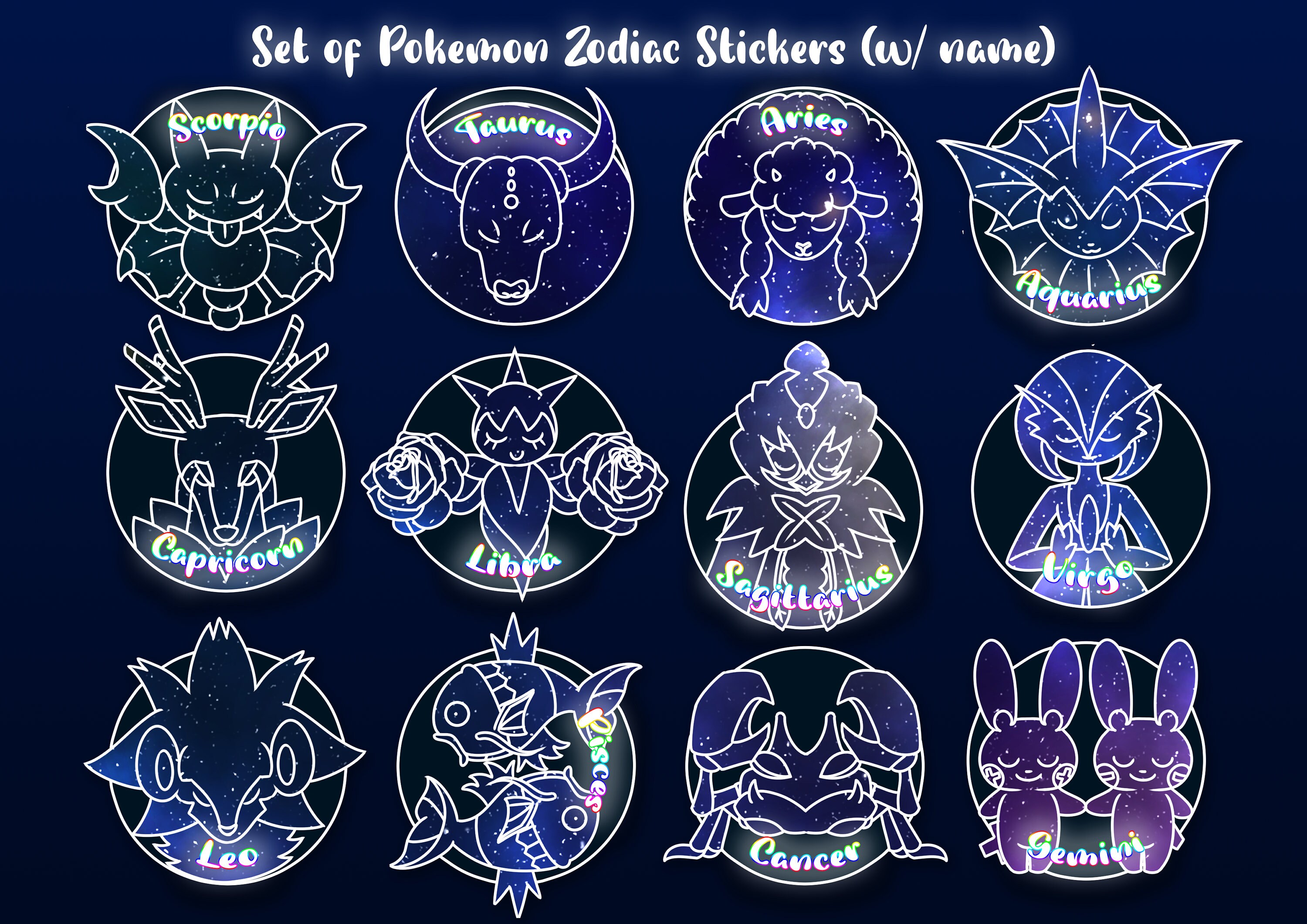 Starry Pokemon Zodiac Horoscope Stickers Pokemon Sticker - Etsy