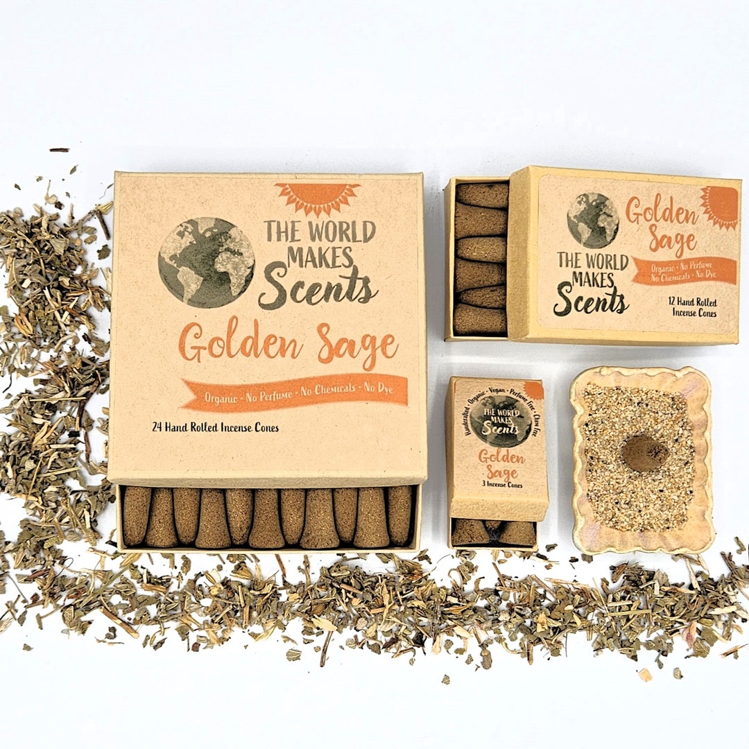 Golden Sage Incense Cones Plants Only No Perfume Handmade No Dyes ...
