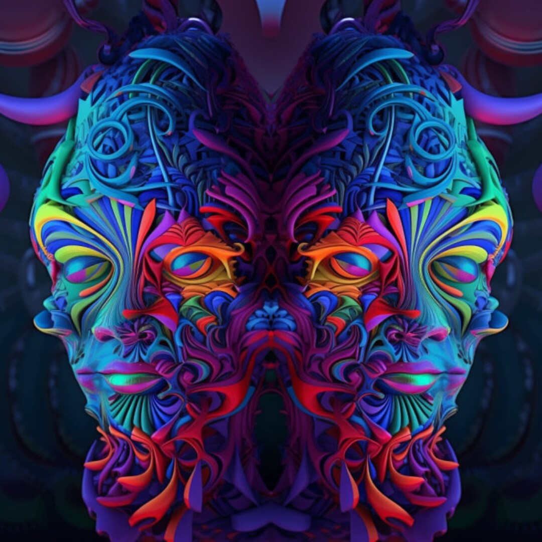 8 Mystical Trippy Alex Gray Inspired DMT Faces, AI Generated ...