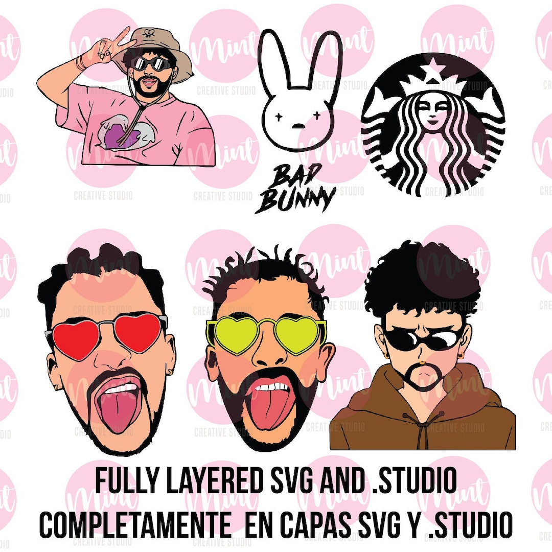 Bad Bunny Svg and .studio Layered, 2 Bad Bunny Face, Yonaguni,1 Bad ...
