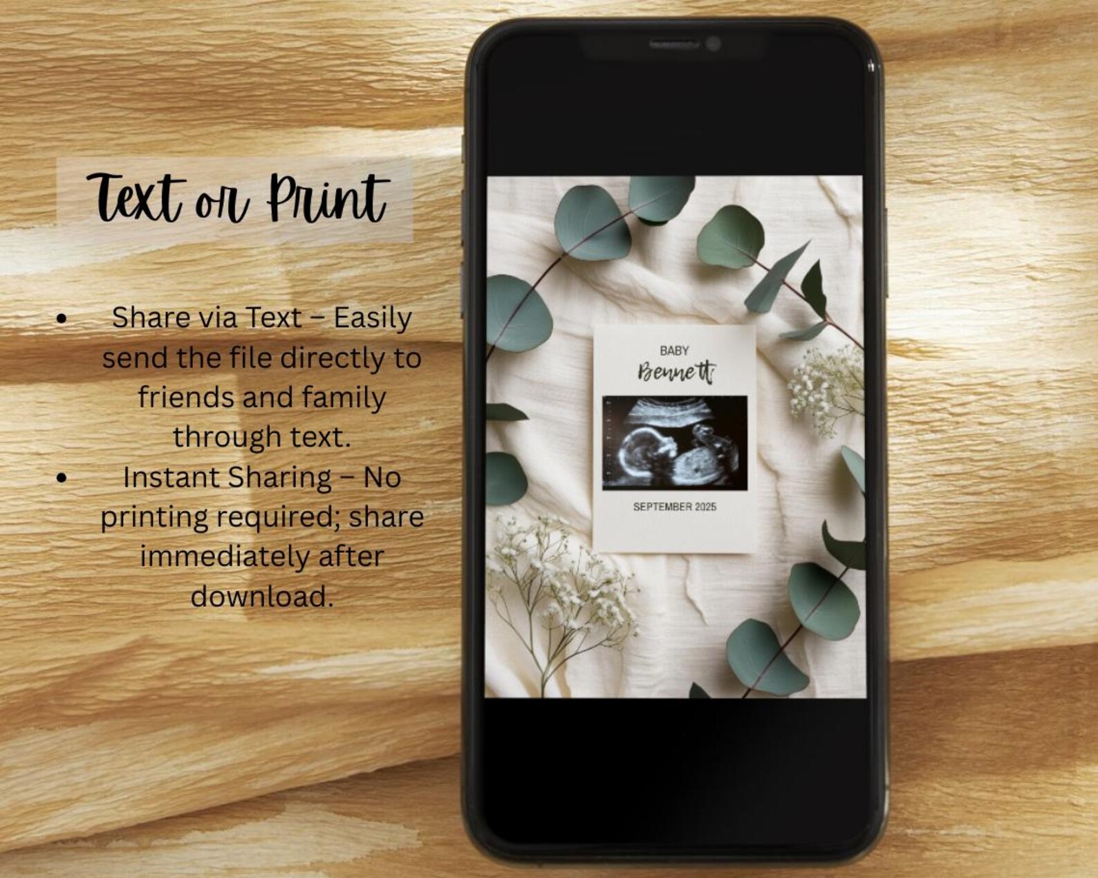 Elegant Baby Birth Announcement Template – Minimalist Boho Style With ...