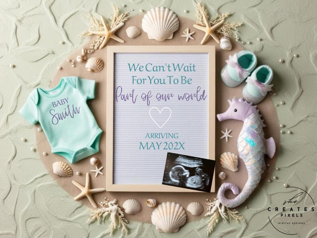 Under the Sea Baby Announcement | Mermaid Theme Pregnancy Reveal ...