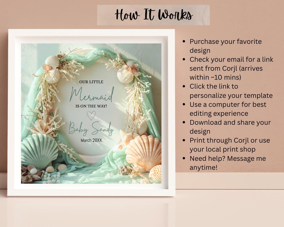 Mermaid Baby Announcement | Under the Sea Pregnancy Reveal | Editable ...