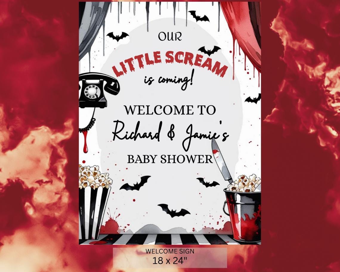 Scream Movie Baby Shower Bundle – Horror Halloween Digital Party Set ...