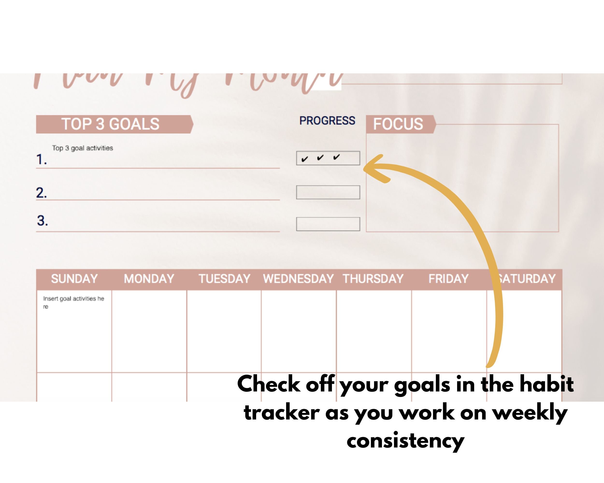 Boho Goals Worksheet and Planner Simple Themed Guide Reusable Printable ...