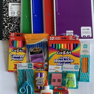 School Supplies Bundle Crayons Markers Pencils Pens Notebooks - Etsy