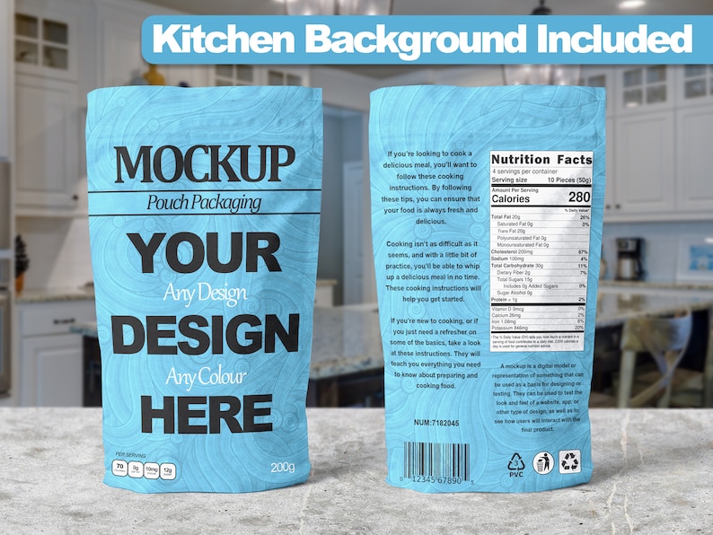 Paper Pouch Packaging Mockup Resealable Front & Back Photoshop PSD ...