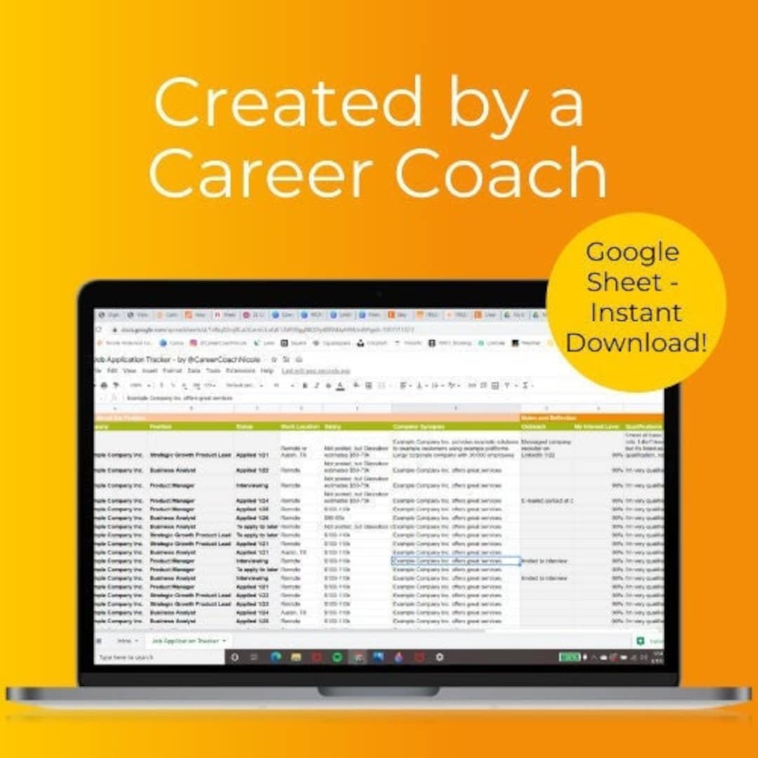 Job Application Tracker for Google Sheets | Instant Download, Career ...