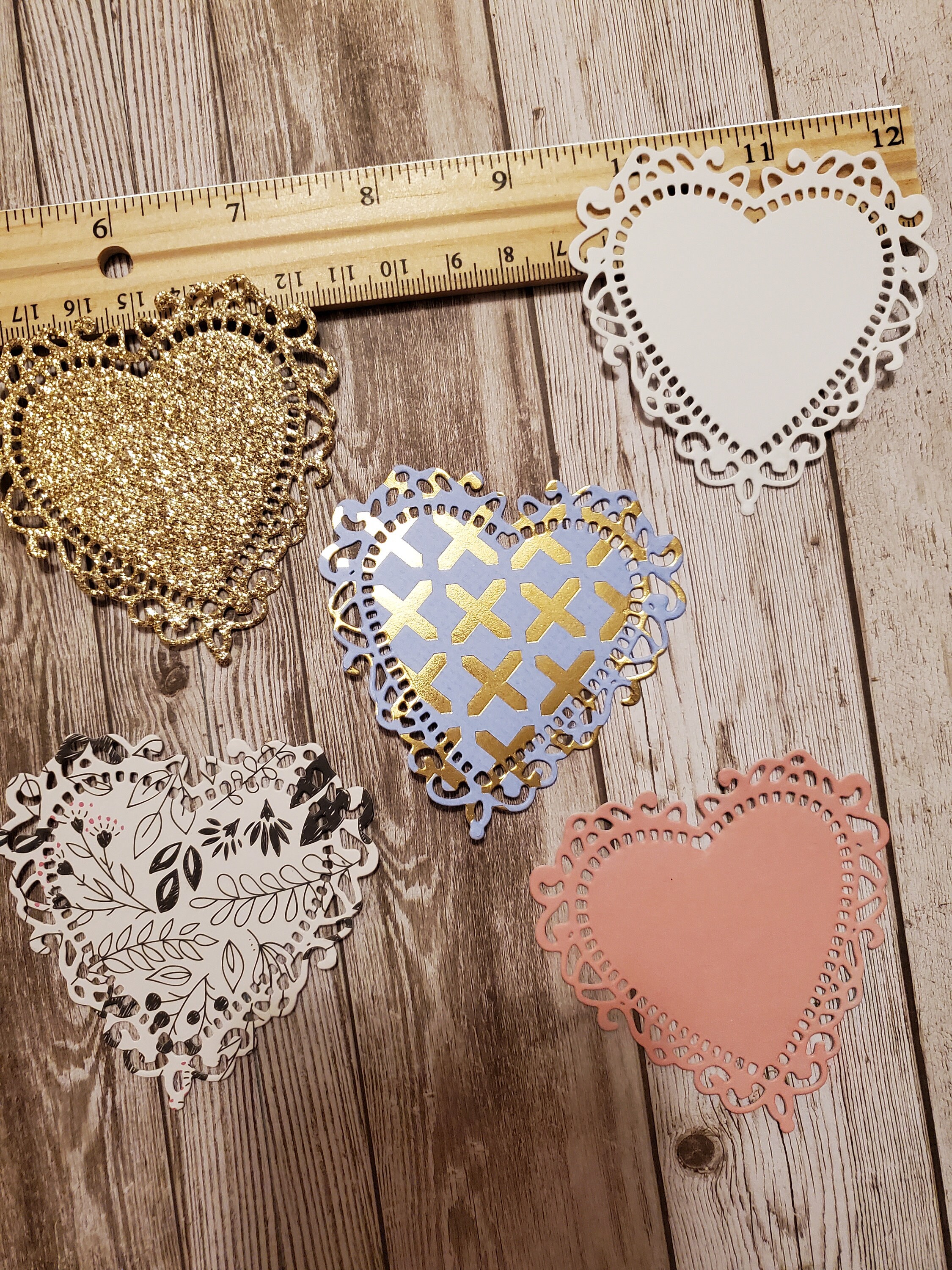 9 Heart Paper Diecuts Cutouts Scrapbooking Junk Journaling Cardmaking ...