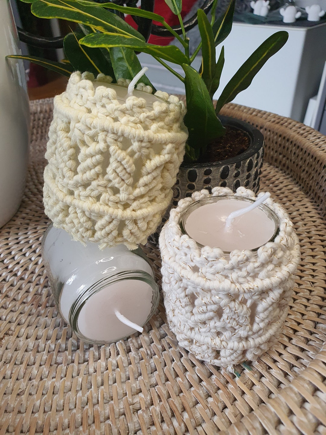 Macrame Lantern Mini Macrame for Candles Tea Lights Without Content - Etsy