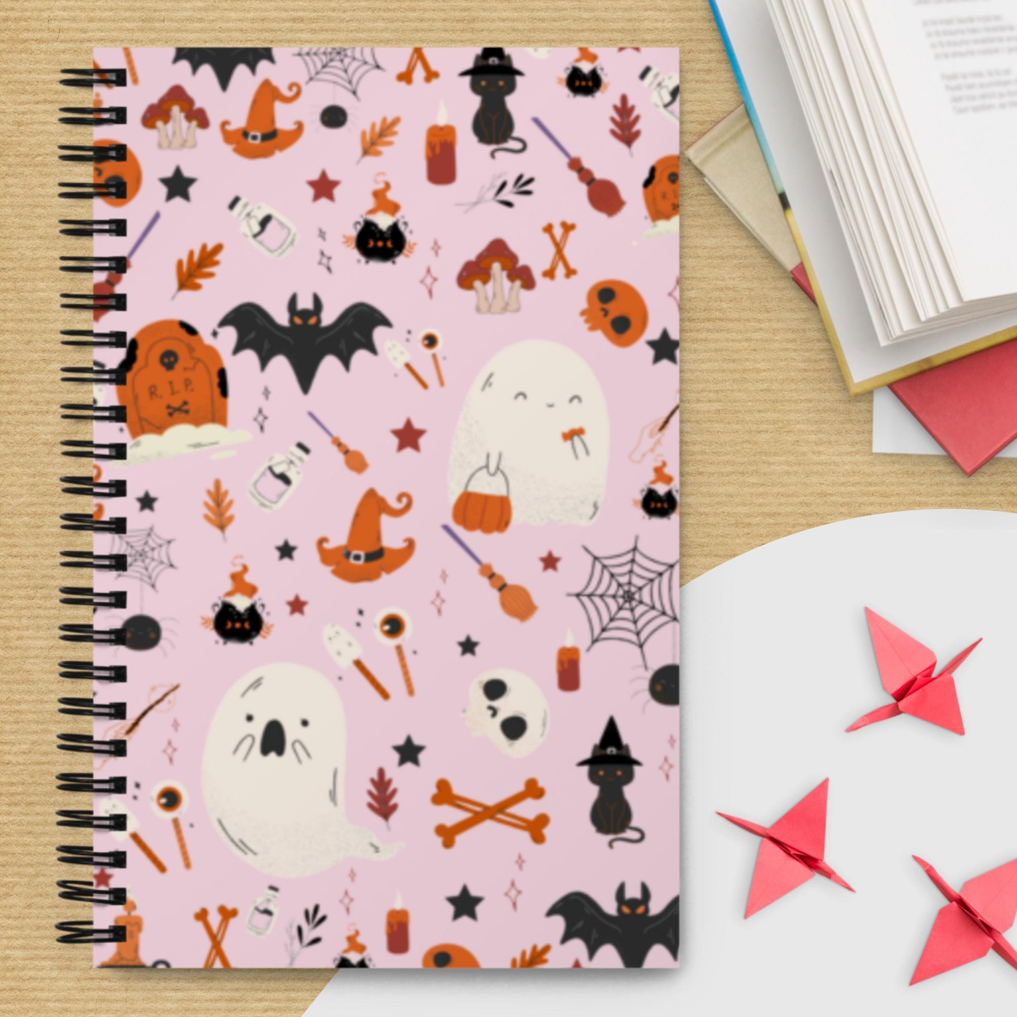Spooky Pink Spiral Halloween Notebook - Etsy