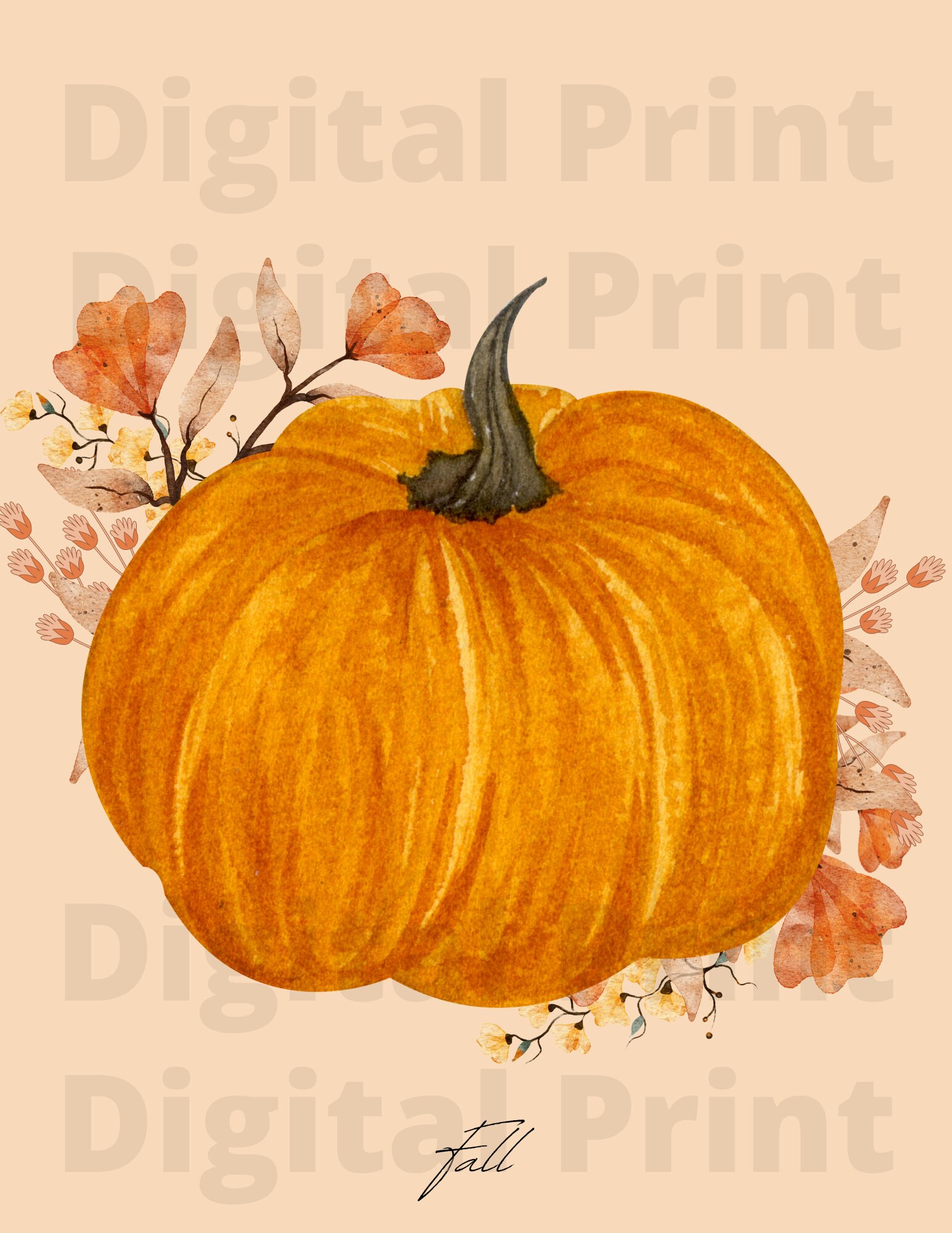 Fall Pumpkin Print - Etsy