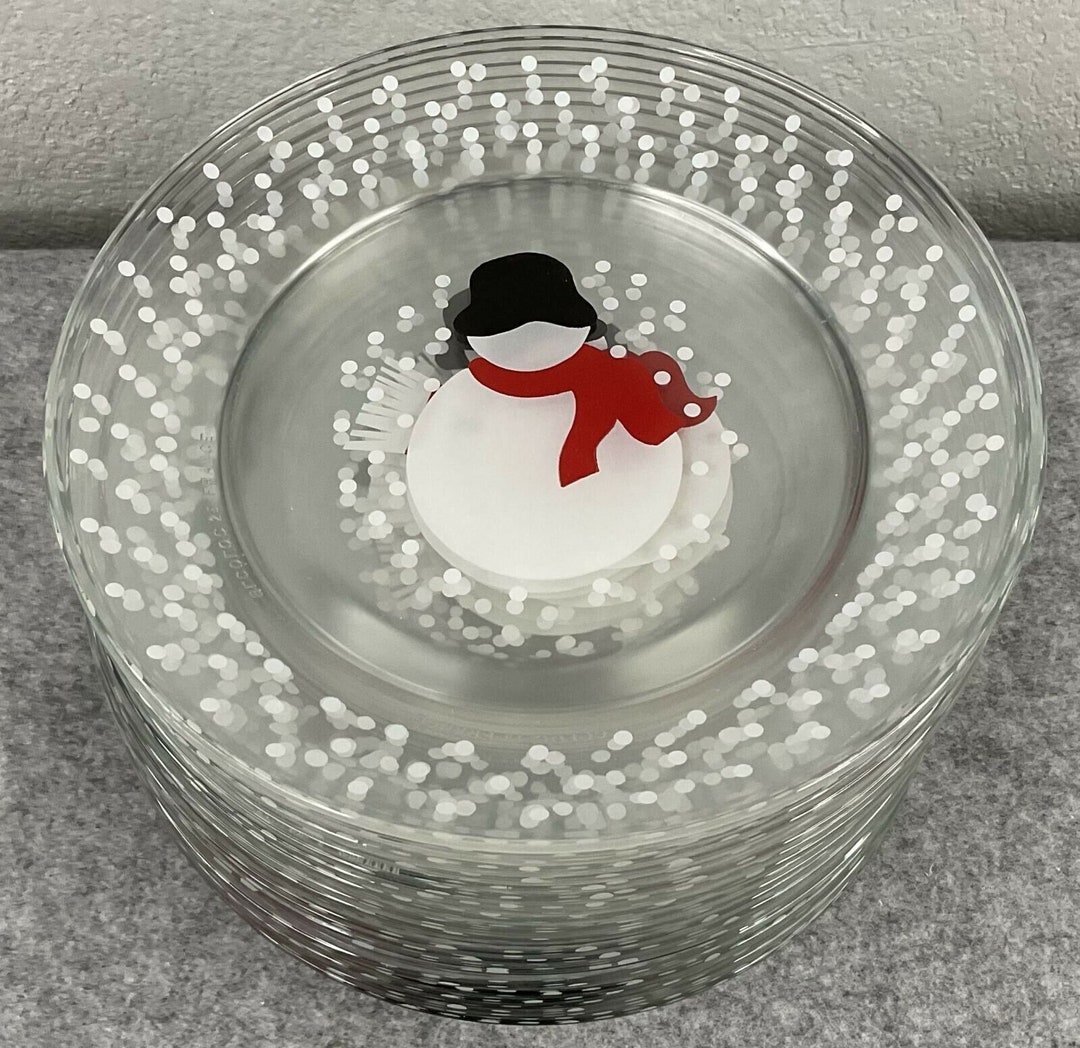 Big Set 12 of Vintage CRATE AND BARREL Jolly Snowman Accent Plates in ...
