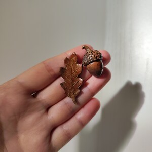 Acorn and Oak Leaf Pin Sets, Brown Brooch Pin, Leaf Brooch, Handmade ...