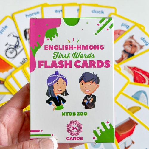 Hmong Flash Cards English Hmong First Words Flash Cards Set - Etsy