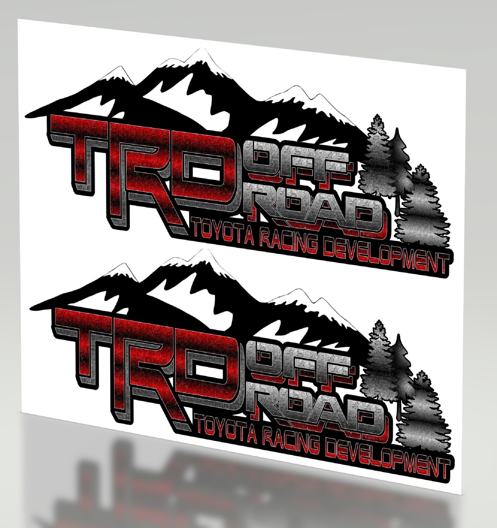 TRD off Road MOUNTAIN Red Snow Decals Stickers Tundra Tacoma Truck Bed ...