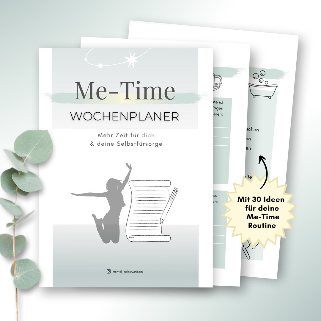 Me-time Planner I Time for You I Weekly Planner for More Mindfulness I ...