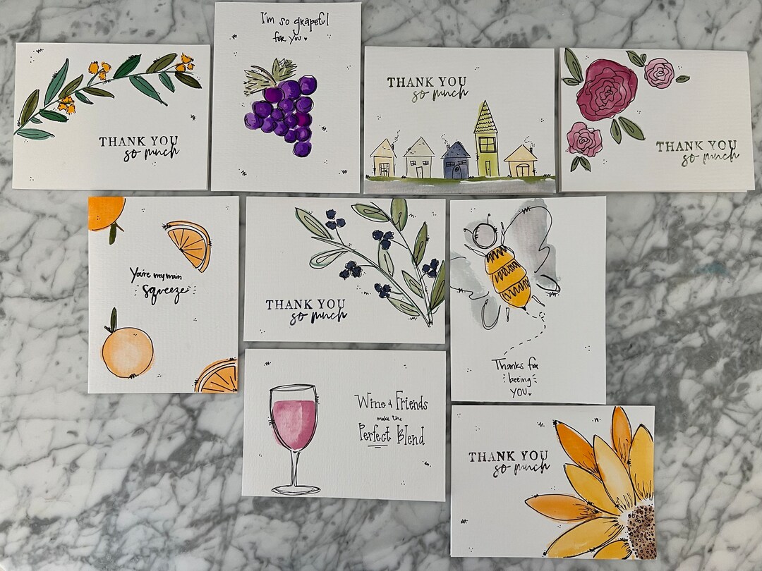 Watercolor Greeting Card, Hand Painted Original Thank You Card, Realtor ...