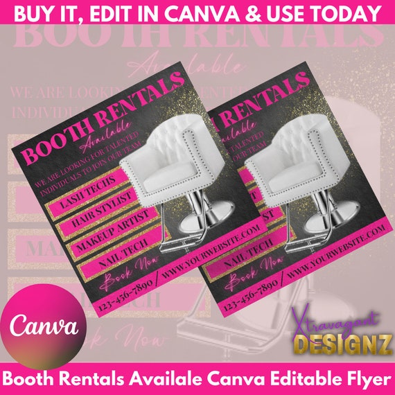 Booth Rental Flyer DIY Salon Template Editable Canva Social | Etsy