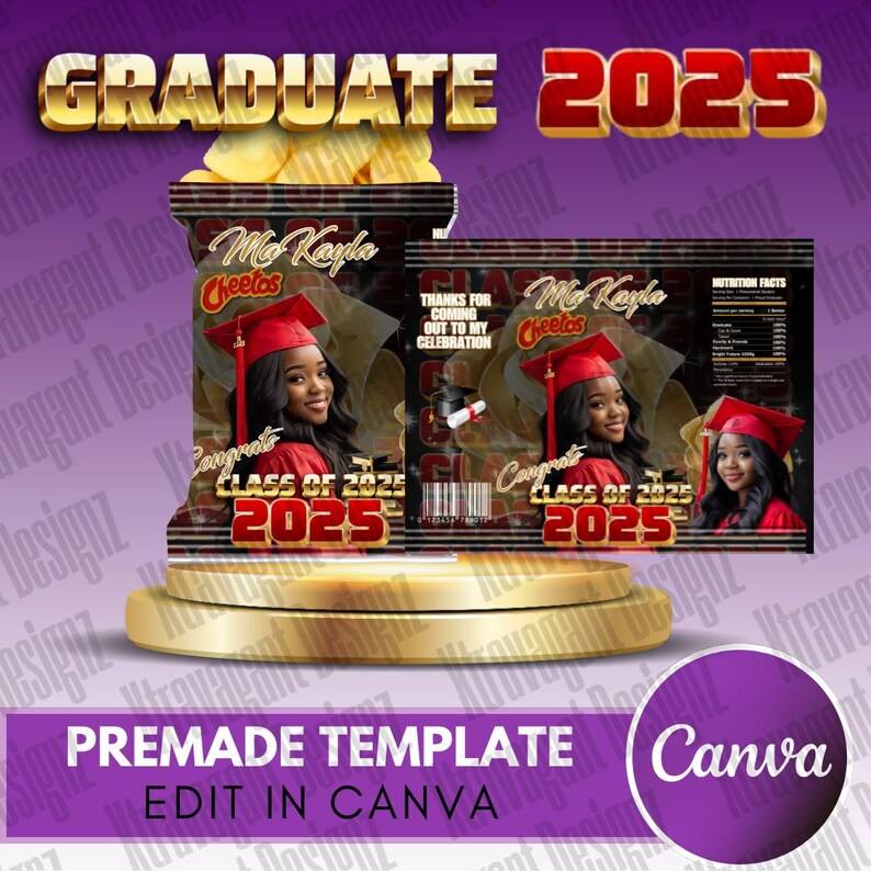 Graduation 2025 Party Favor Template Bundle | Canva Editable Graduation ...