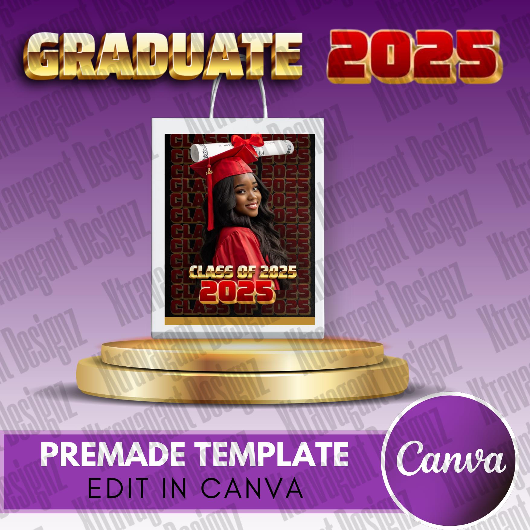 Graduation 2025 Party Favor Template Bundle | Canva Editable Graduation ...