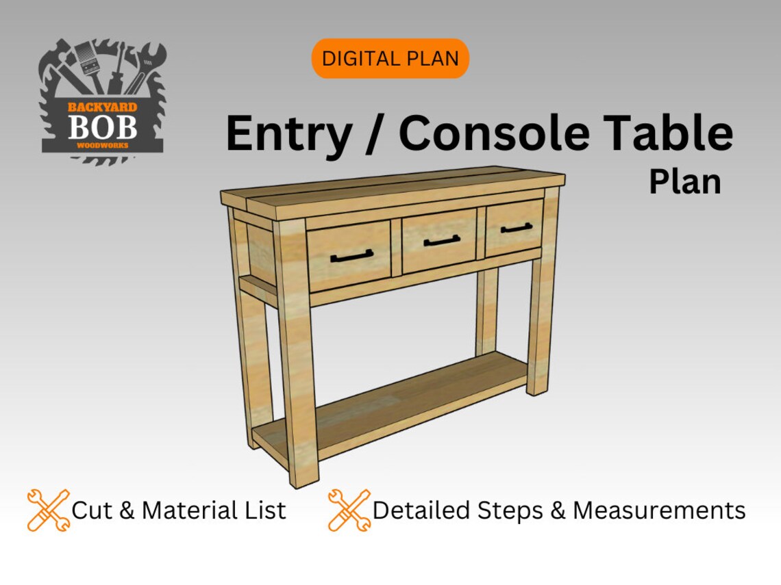 Entry Table Build Plan / Console Table Plan / Entryway Table / Console ...