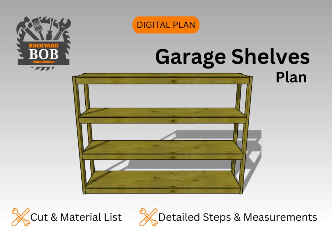 DIY Simple Garage Shelf Plan / Digital Plans / Woodworking Plans ...