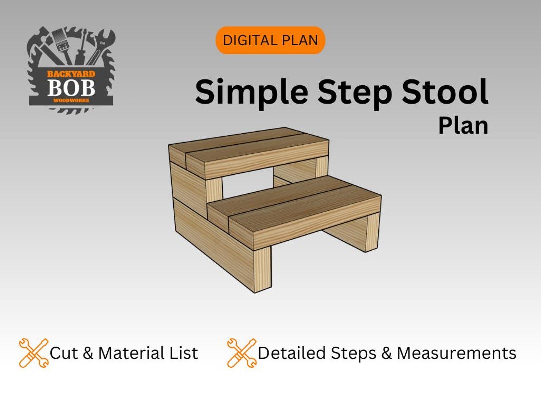 Simple Step Stool Plan: Beginner Woodworking Project (PDF) - Etsy