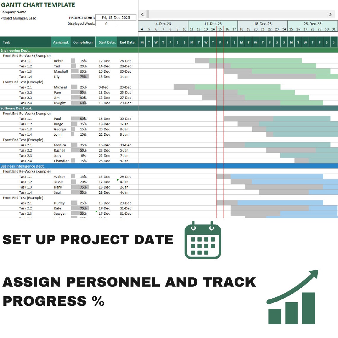 Easy Gantt Chart Excel Template for All Versions (mac OS, Windows ...