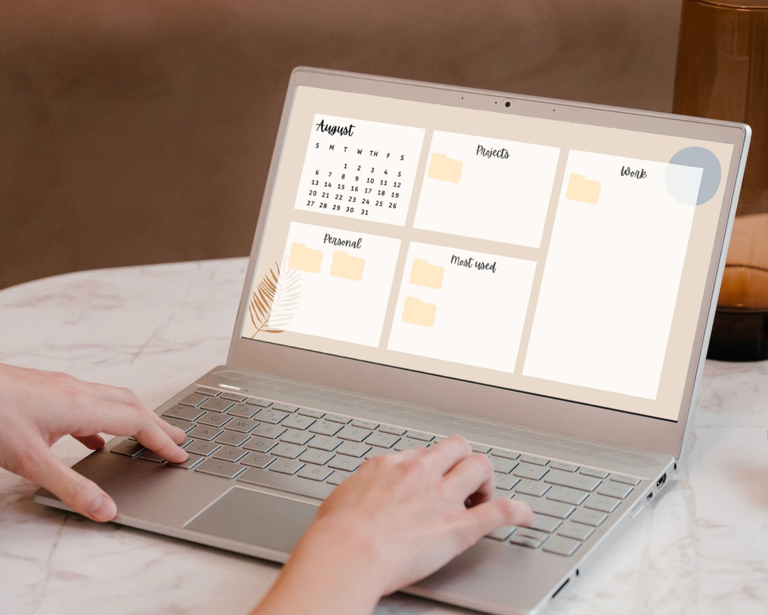 Minimalist Boho Desktop Wallpaper Organizer With Calendar - Etsy