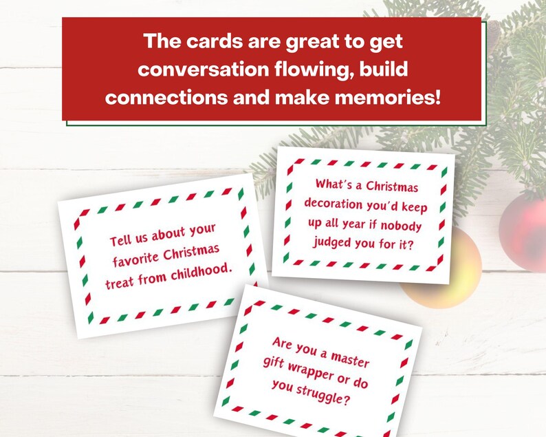 Christmas Conversation Cards Printable | Holiday Icebreaker Questions ...
