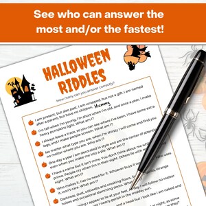 Halloween Game Printable | Riddles Game | Halloween Brain Teasers ...