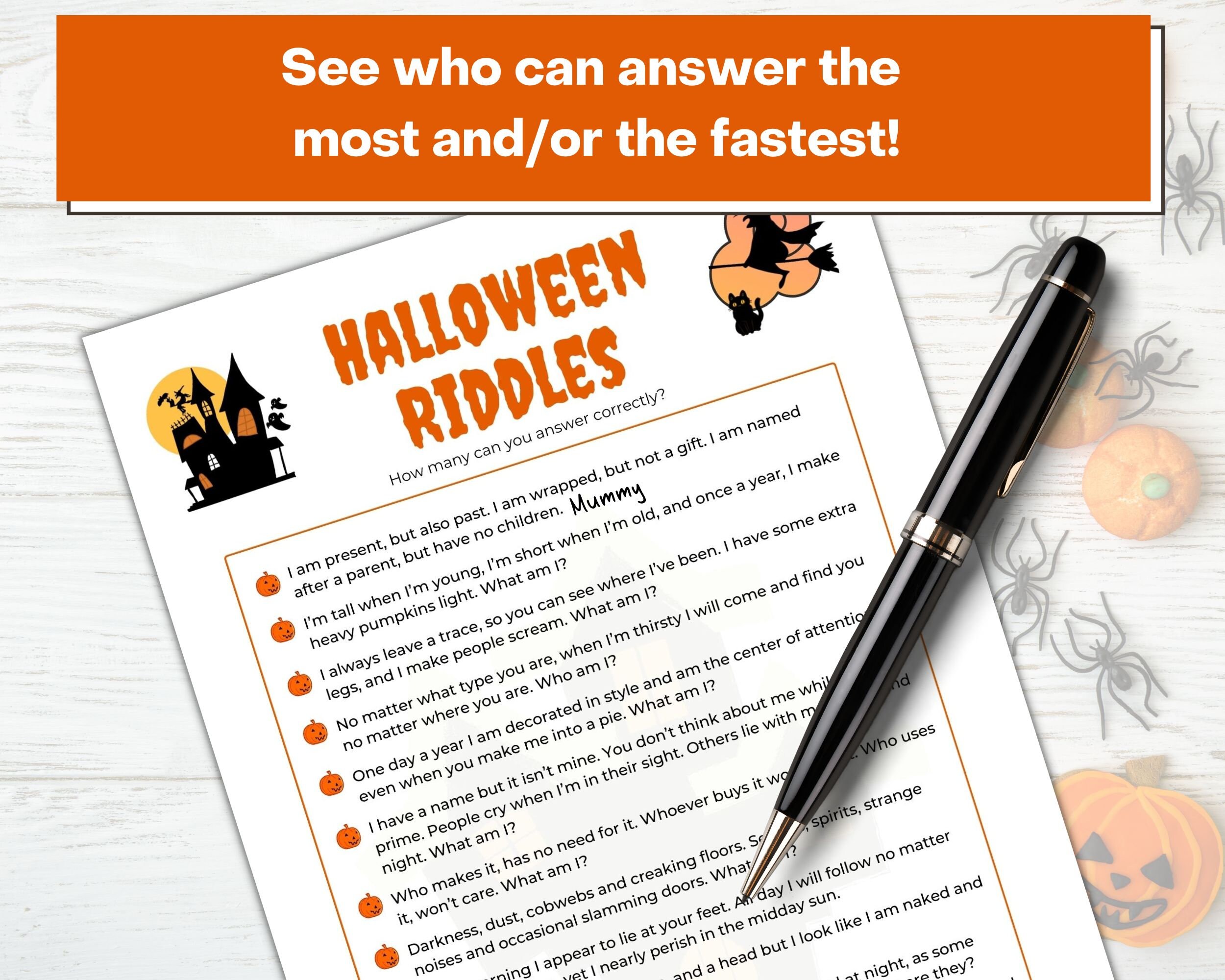 Halloween Game Printable | Riddles Game | Halloween Brain Teasers ...